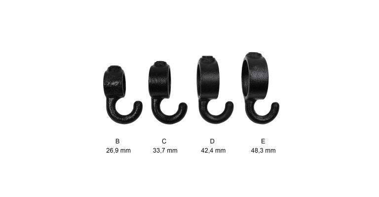 klemring met haak 33.7 mm ZWART